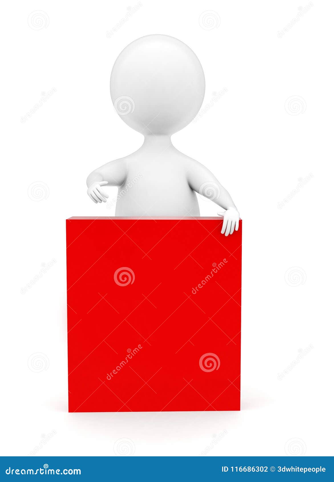 3d Man Presenting a Blank Rectangular Box Concept Stock Illustration ...
