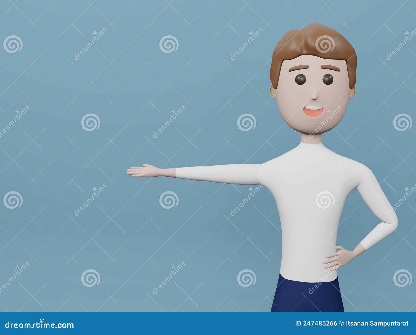 3D Man Presenting on Blue Background Stock Illustration - Illustration ...