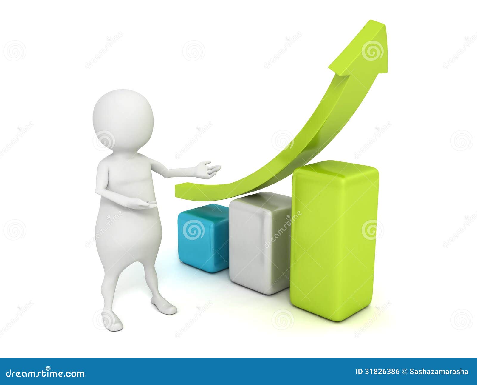 3d Man Presenting Business Growth Chart Graph with Arrow Stock ...