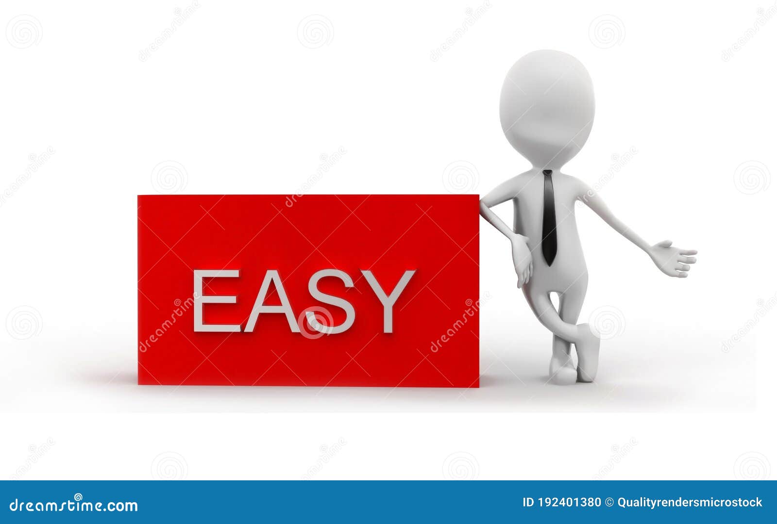3d Man Presenting Easy Text in Rectangular Box Concept Stock ...