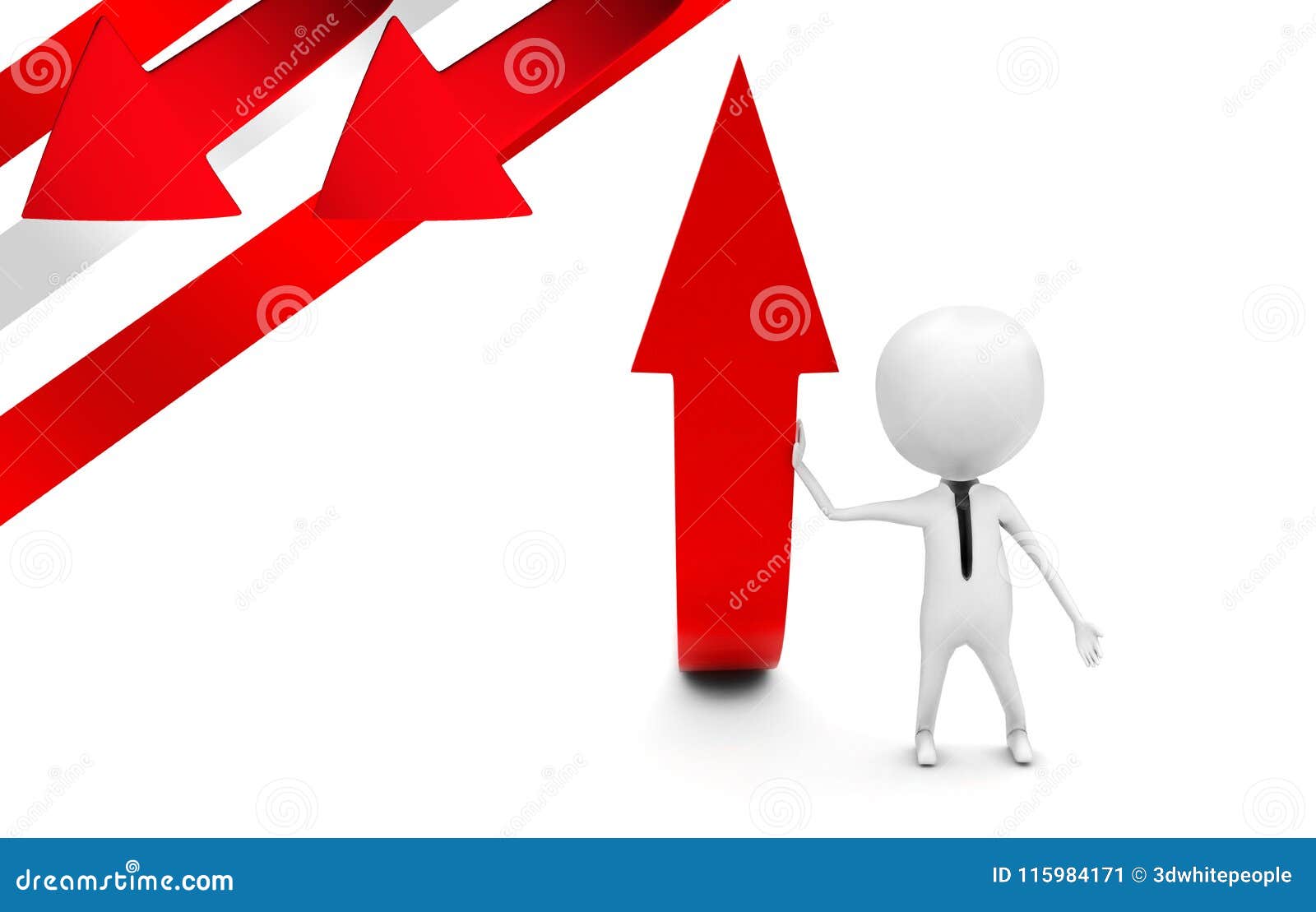 3d Man Presenting Elevated Arrows Concept Stock Illustration ...