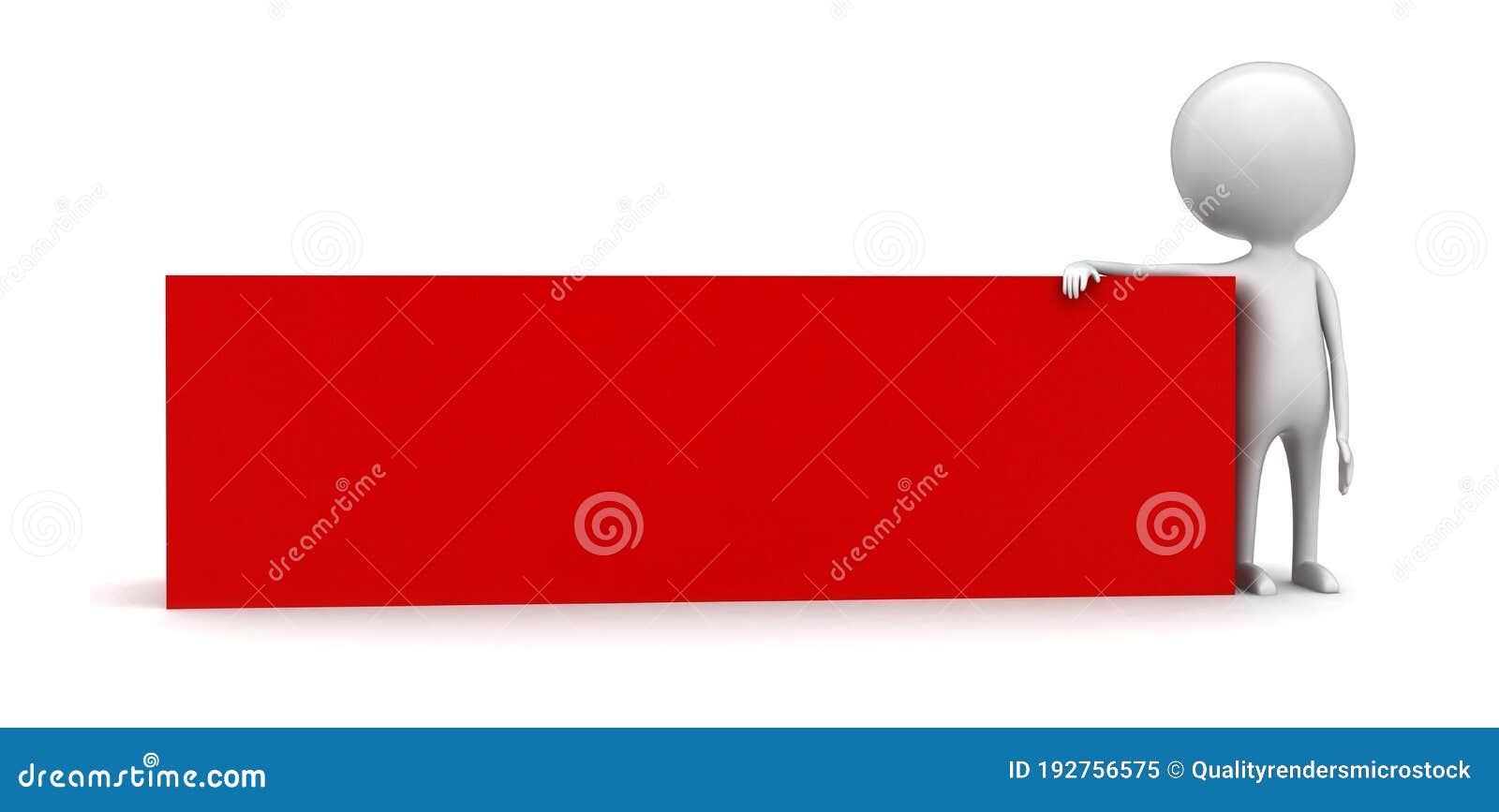 3d Man Presenting Empty Red Rectangular Box Concept Stock Illustration ...