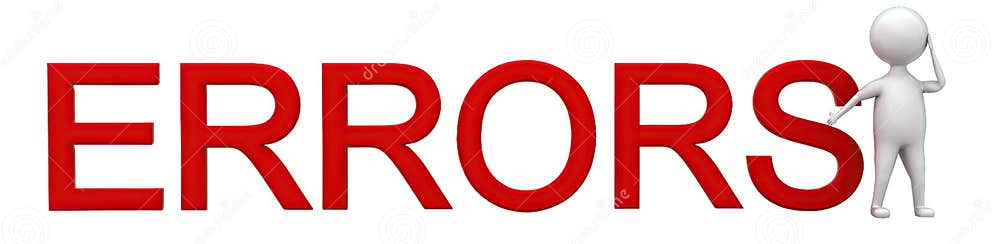 3d Man Presenting Errors Text Concept Stock Illustration - Illustration ...