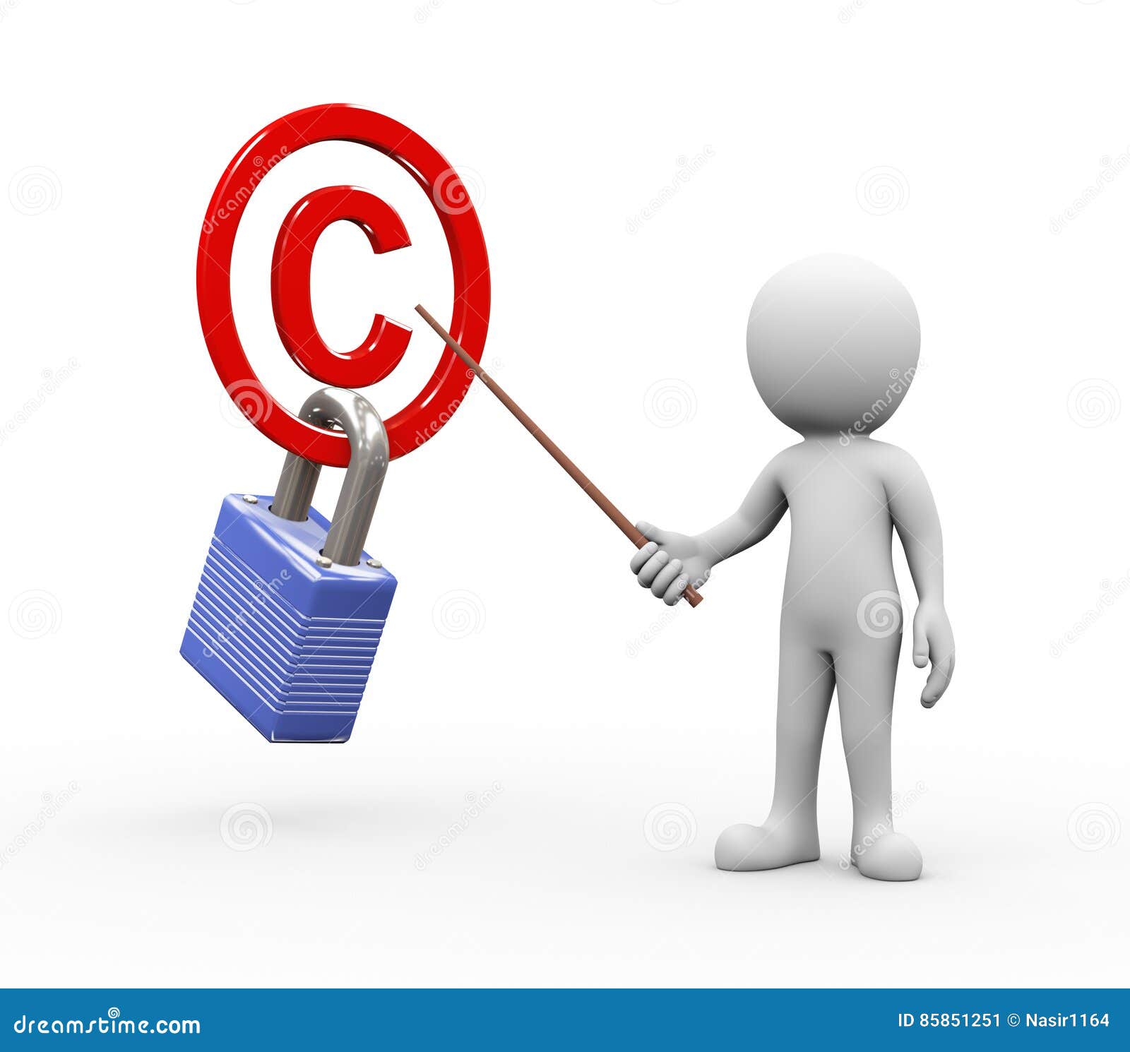 3d Man Presenting Explaining Protected Copyright Concept Stock ...