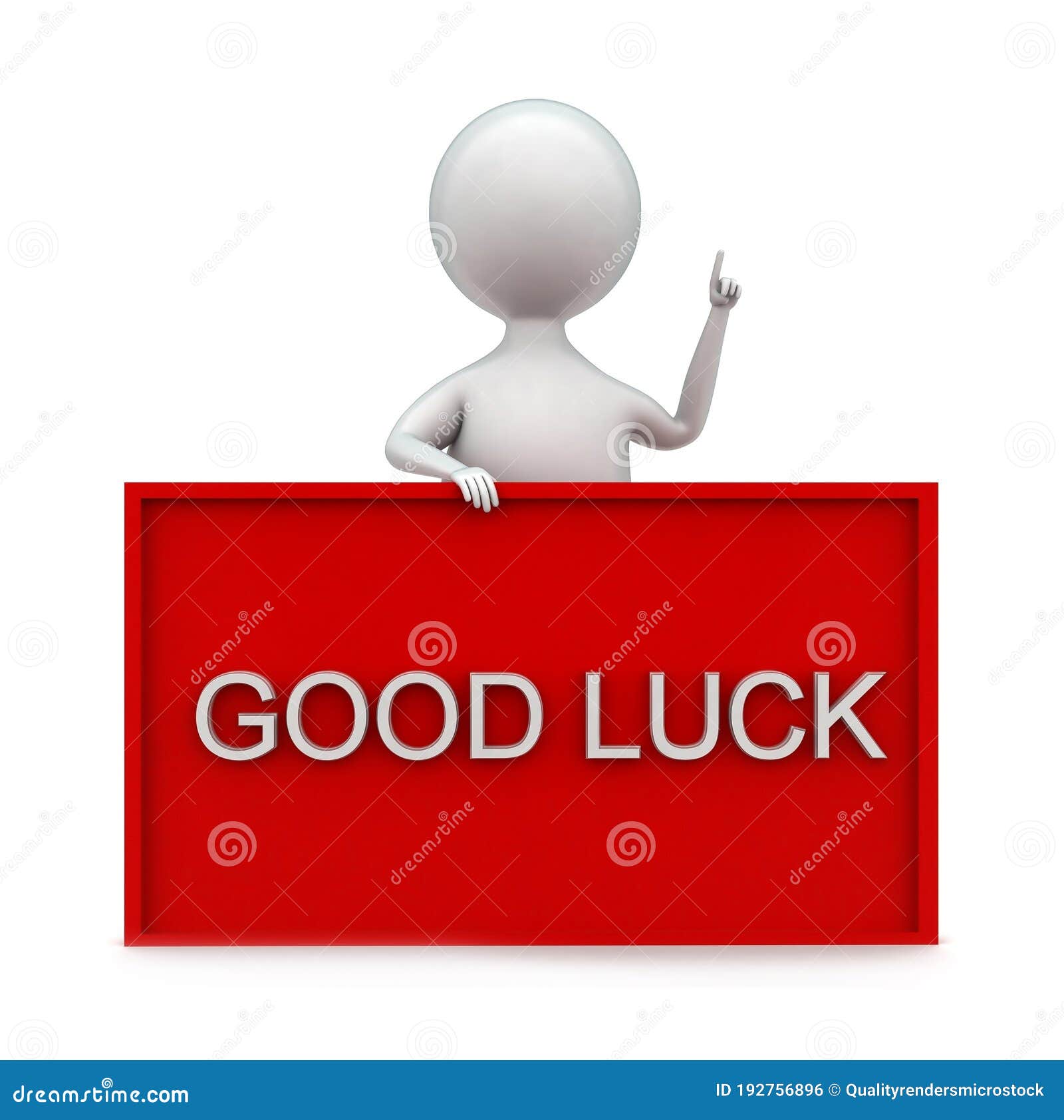 3d Man Presenting Good Luck Text Banner Concept Stock Illustration ...