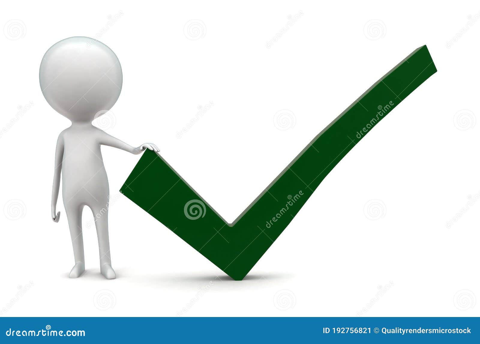 3d Man Presenting Green Tick Concept Stock Illustration - Illustration ...