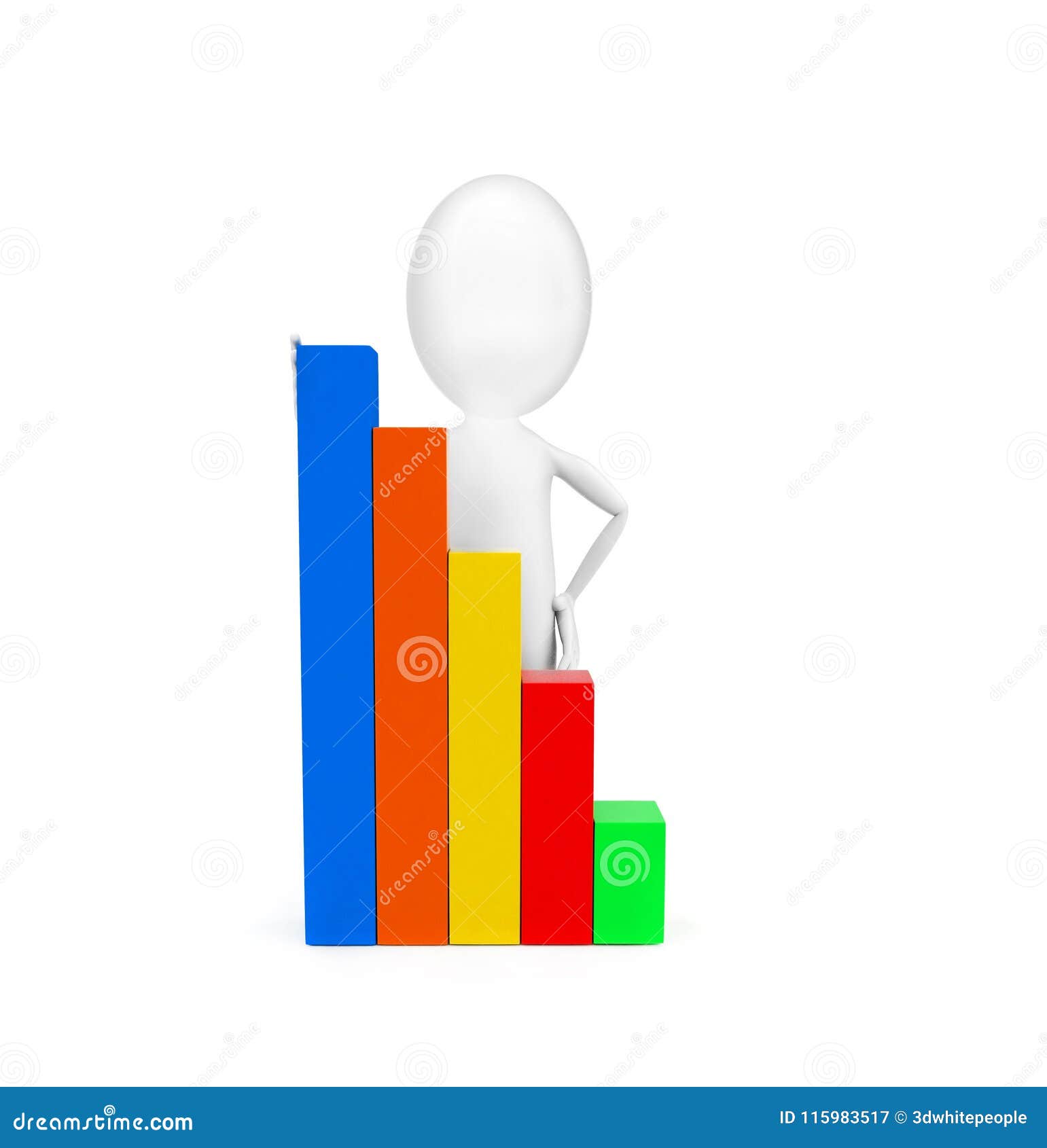 3d Man Presenting Higher Statics Bar Graph Concept Stock Illustration ...