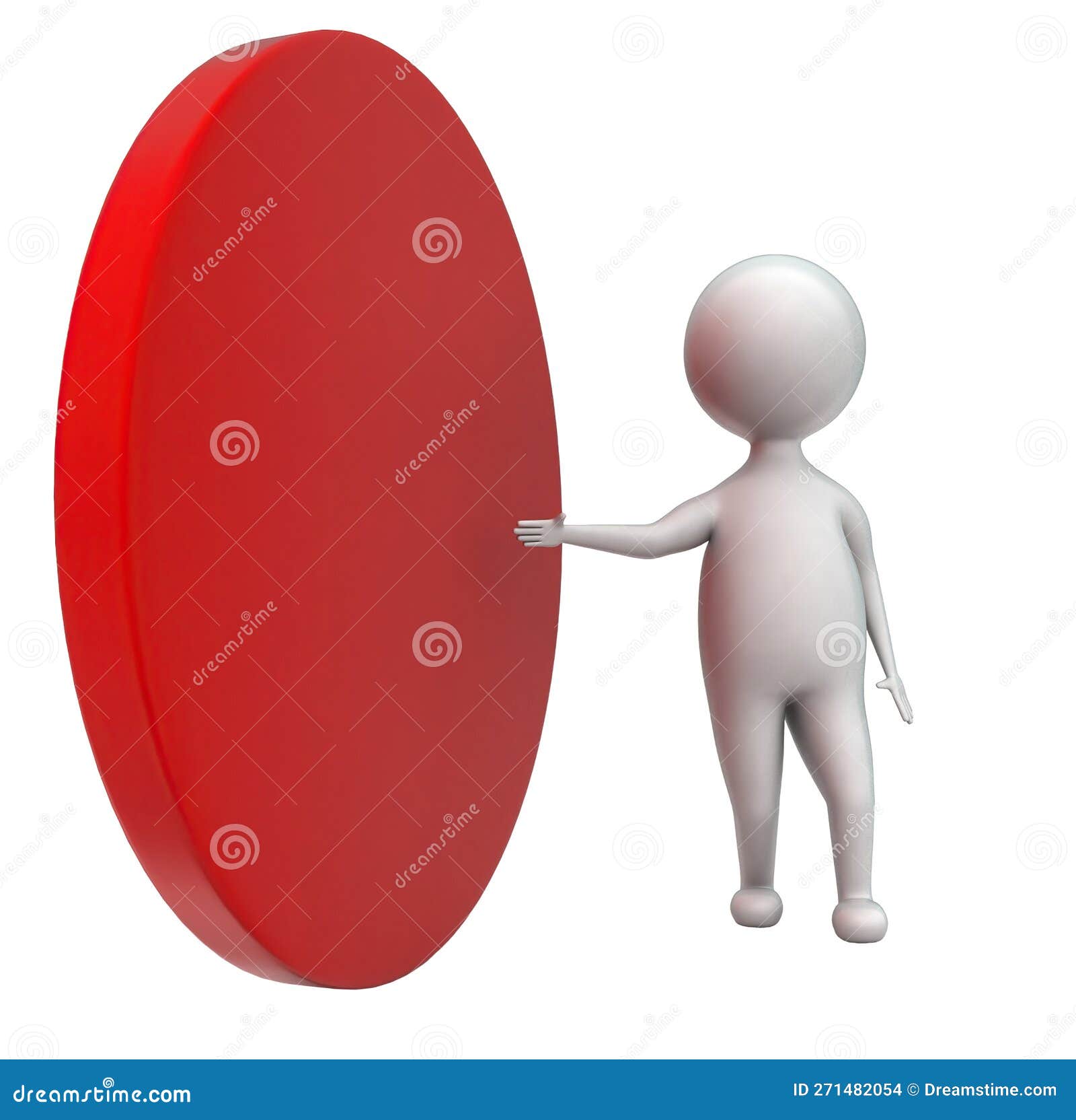 3d Man Presenting Large Circular Badge Concept Stock Illustration ...