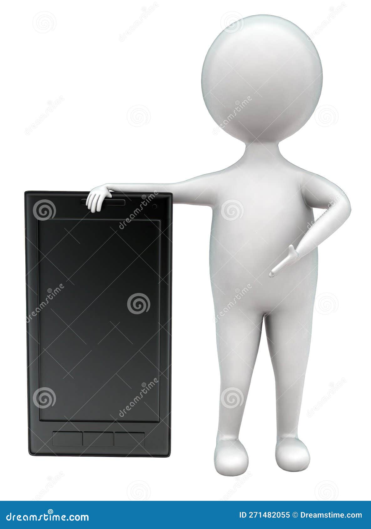 3d Man Presenting Mobile Phone Concept Stock Illustration ...