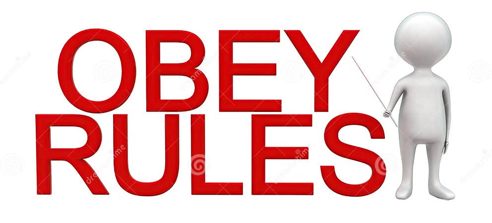 3d Man Presenting Obey Rules Text Concept Stock Illustration ...