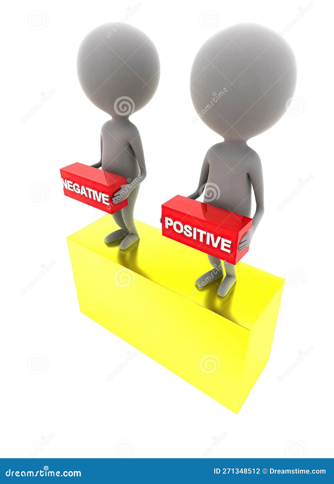 3d Man Presenting Positive Negative Concept Stock Illustration ...