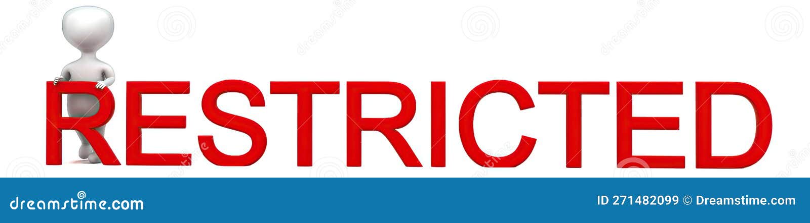 3d Man Presenting Restricted Text Concept Stock Illustration ...