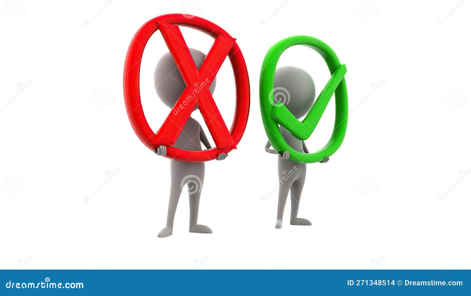 3d Man Presenting Right and Wrong Sign Concept Stock Illustration ...