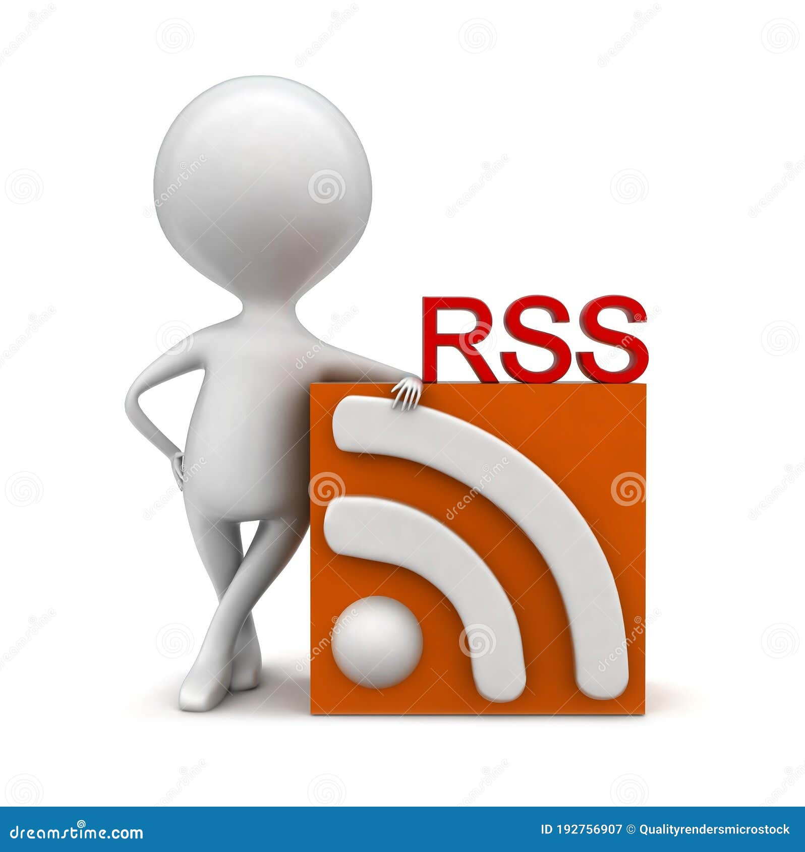 3d Man Presenting Rss Feed Banner Box Concept Stock Illustration ...