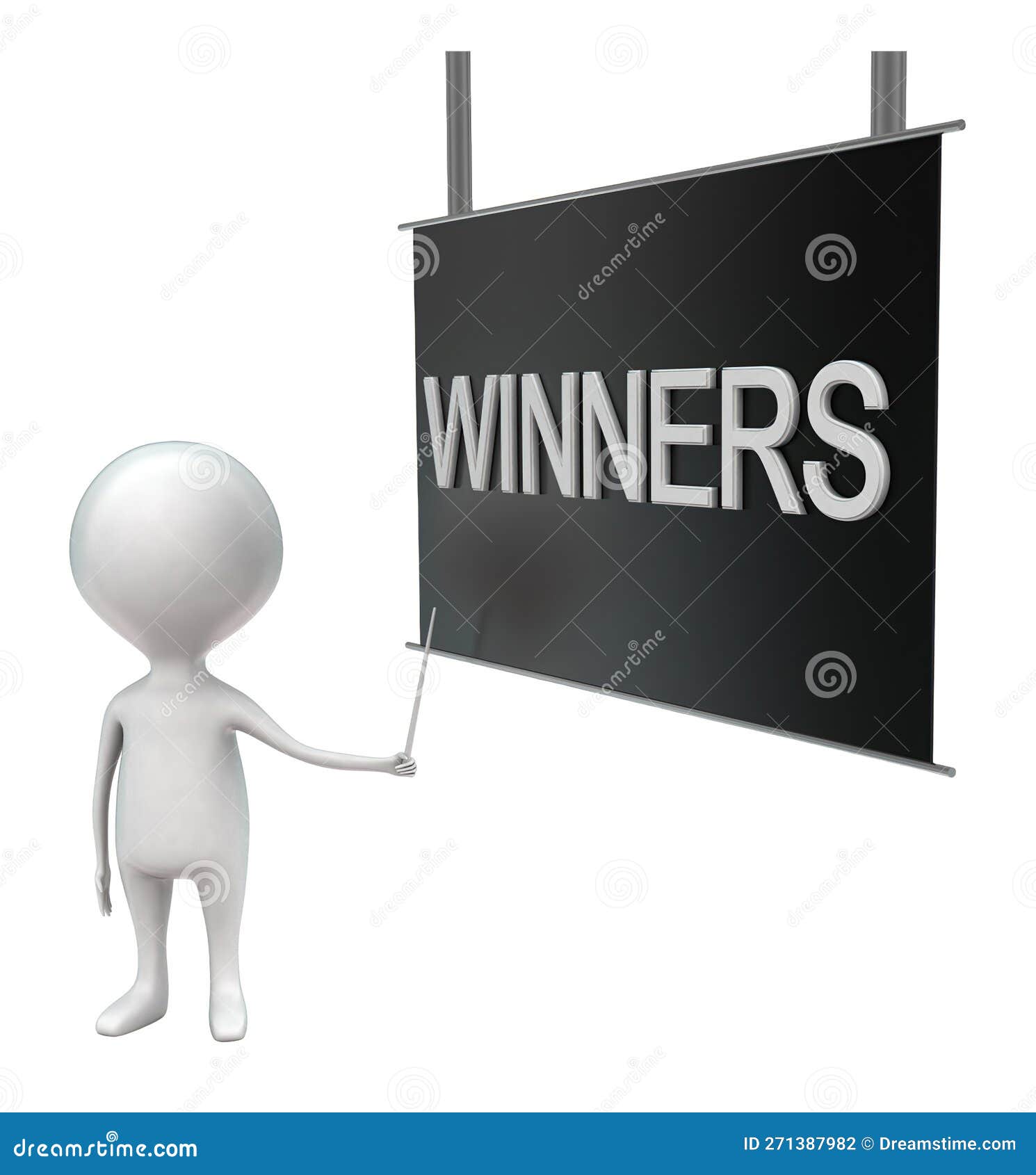3d Man Presenting Winners Text on Hanging Board Concept Stock ...