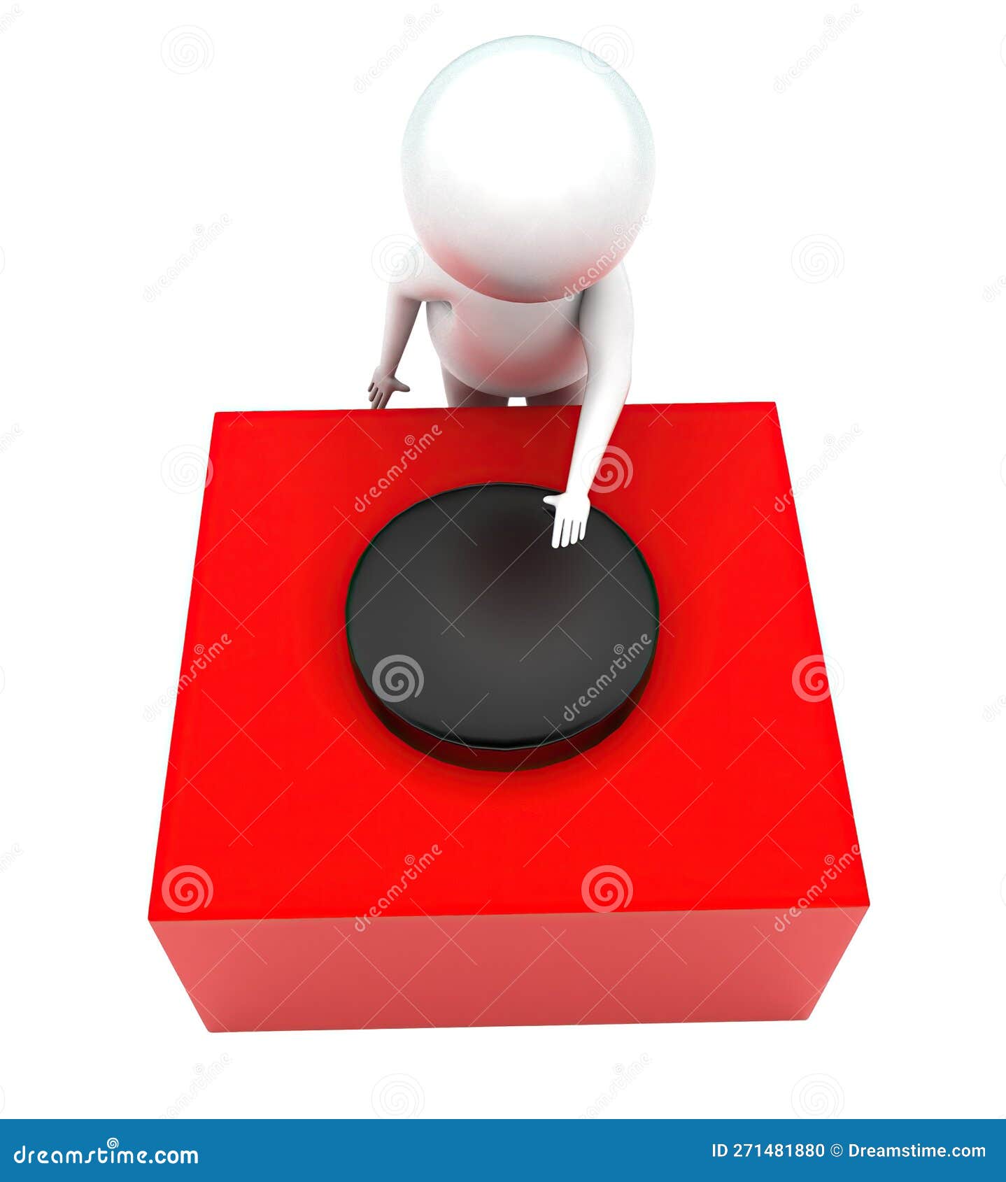 3d Man Pressing Button Concept Stock Illustration - Illustration of ...