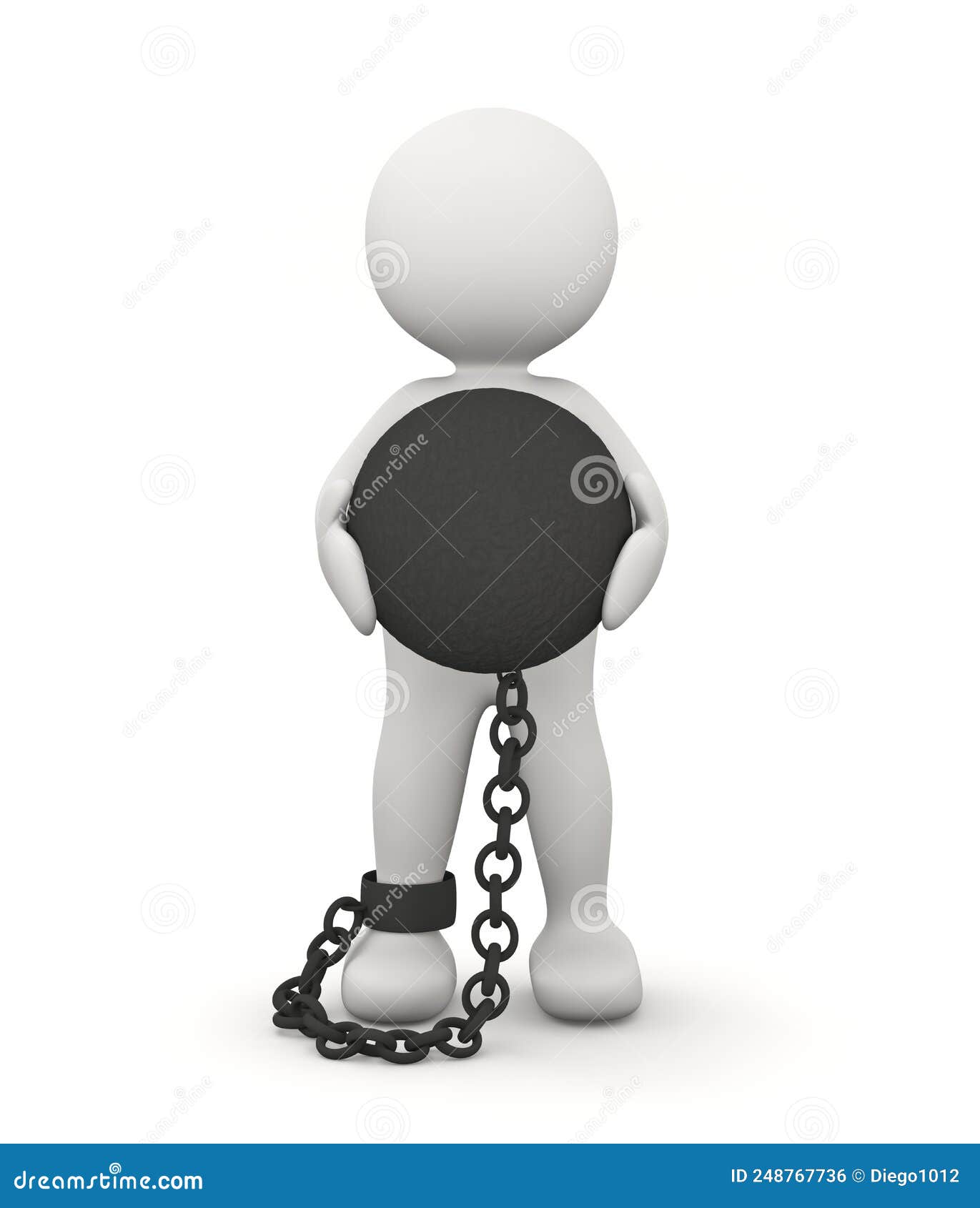 3d Man Prisoner With Chain On The Foot Stock Photography ...