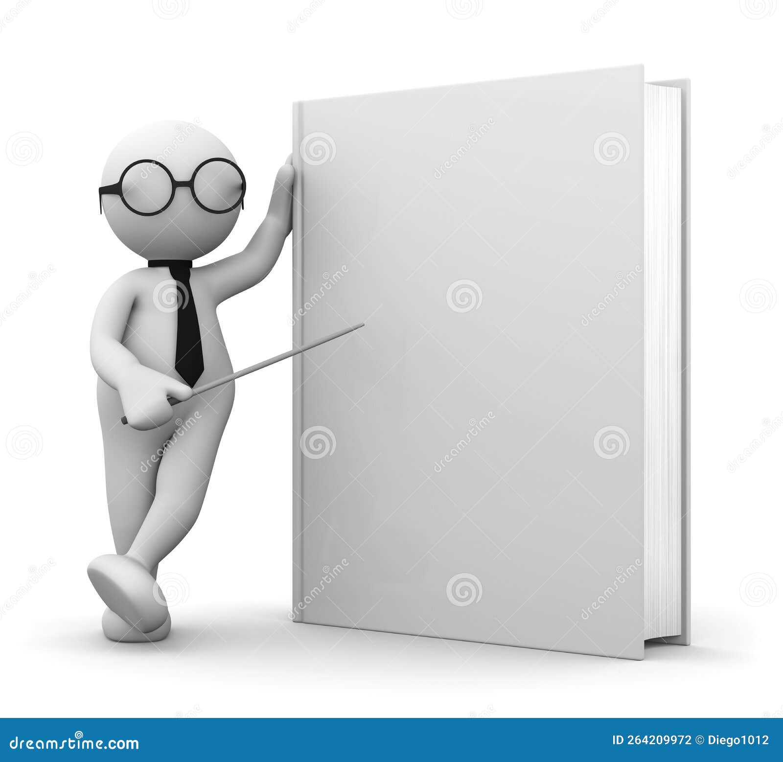 3d Man Professor Pointing Book Stock Illustration - Illustration of ...