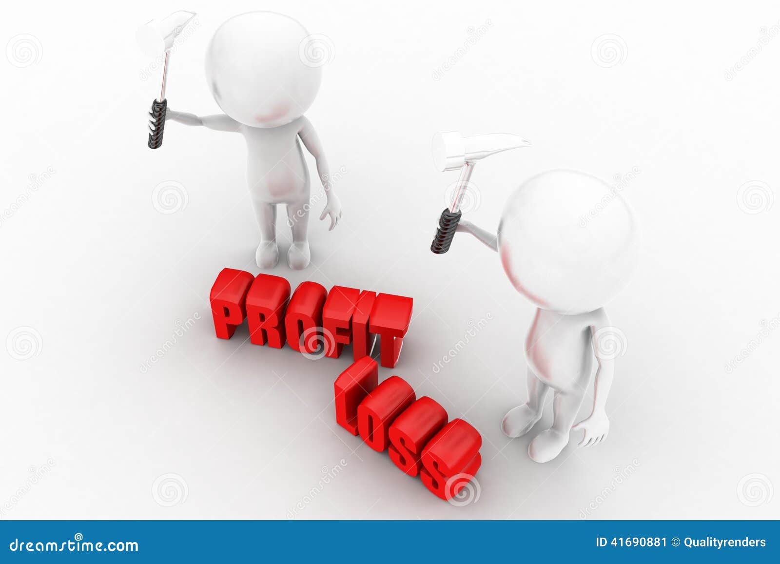 3d Man Profit Loss Illustration Stock Illustration - Illustration of ...