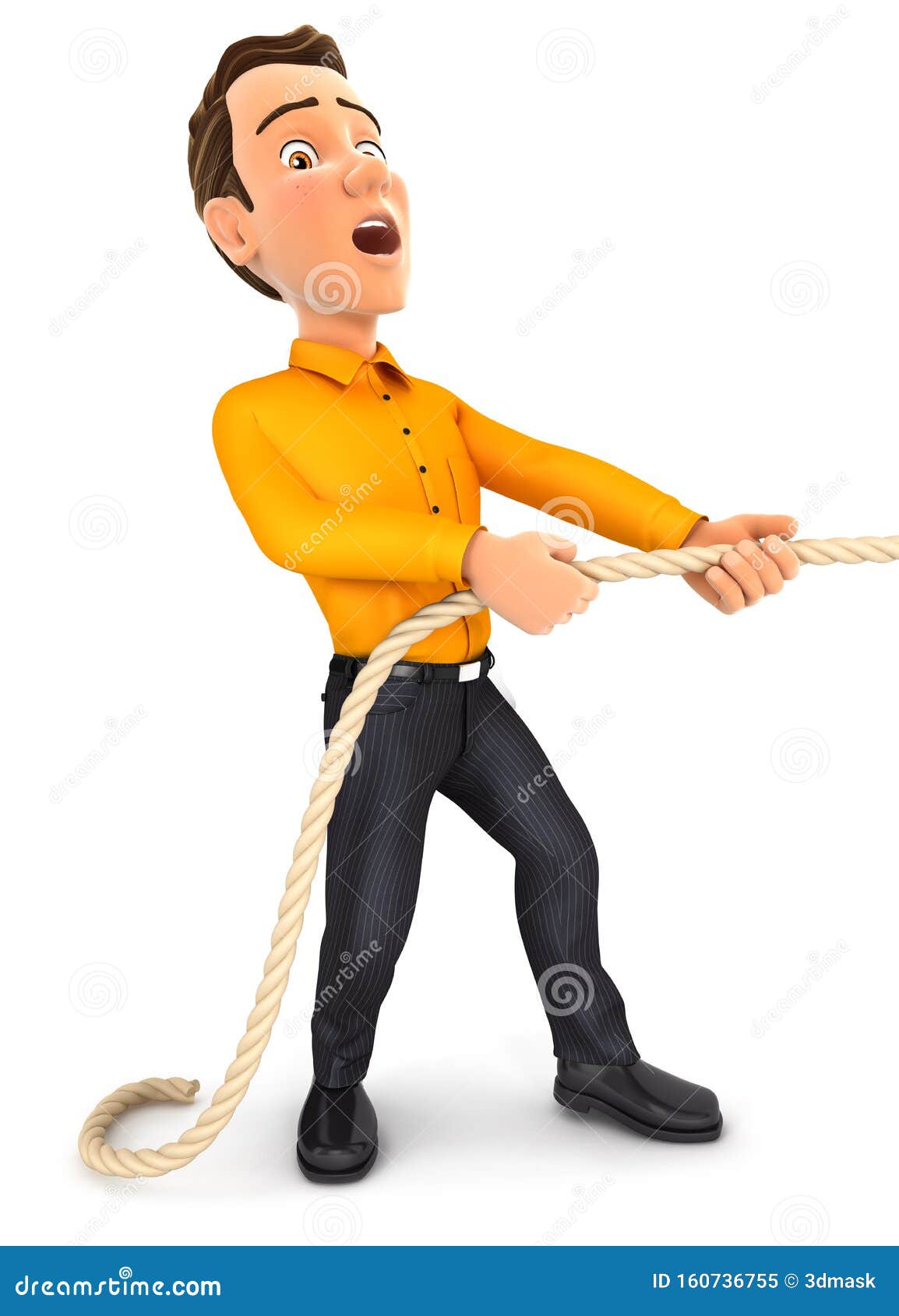 3d Man Pulling On The Rope Stock Illustration | CartoonDealer.com ...