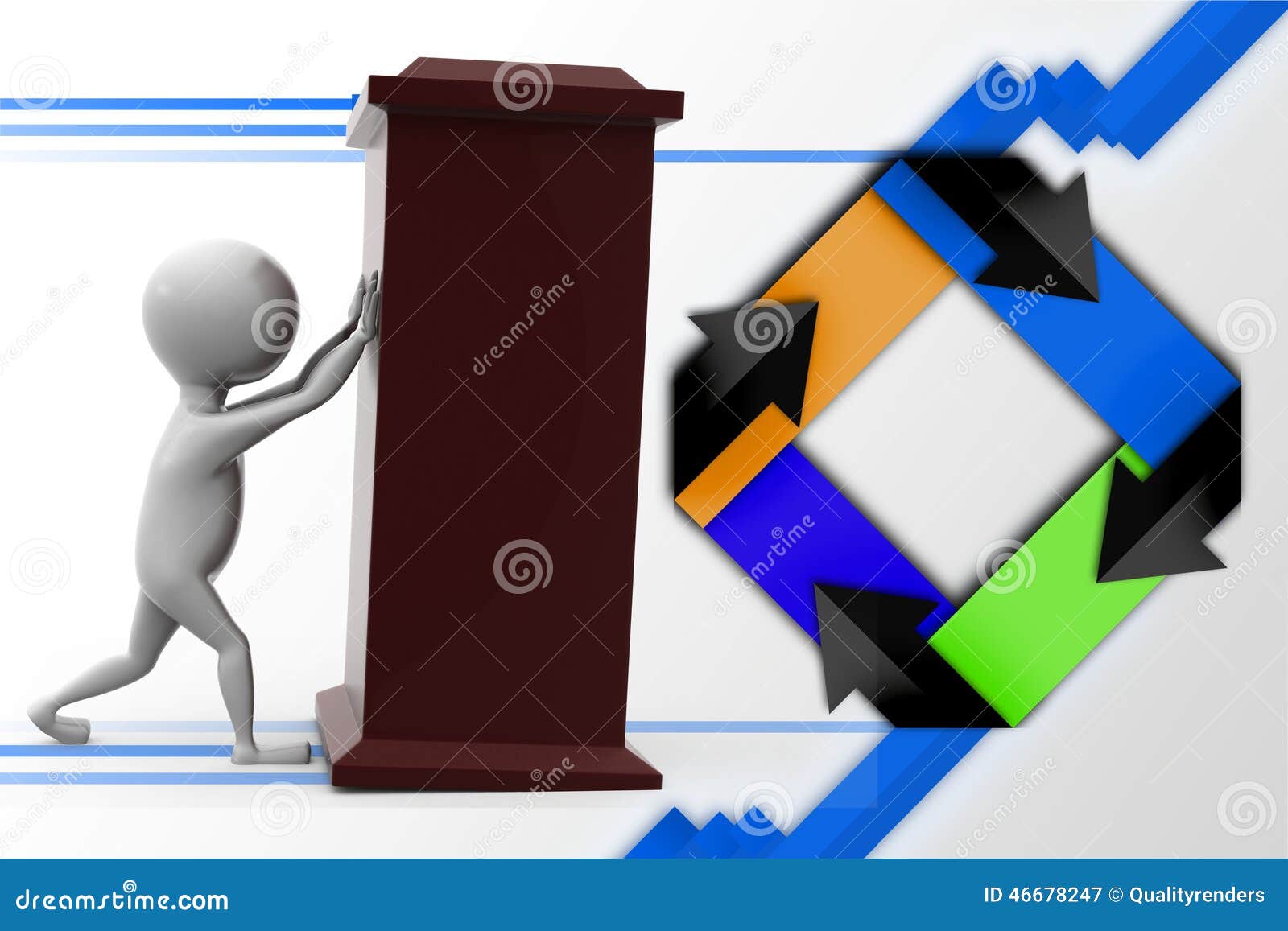 3d man push illustration stock illustration. Illustration of abstract ...