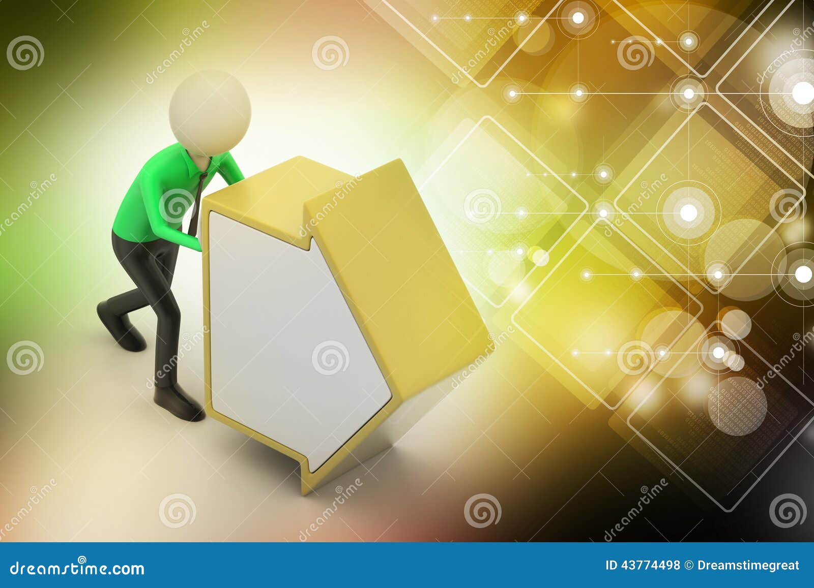 3d man pushing the arrow stock illustration. Illustration of leader ...