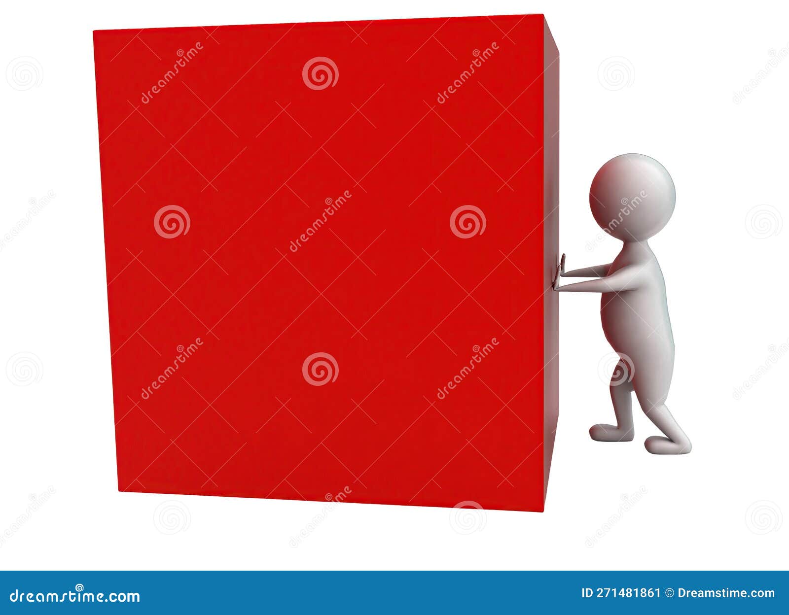 3d Man Pushing Big Box Concept Stock Illustration - Illustration of ...