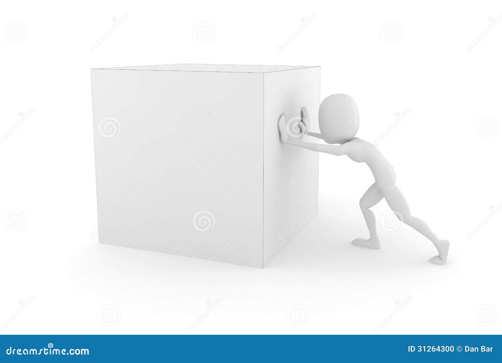 3d man pushing a cube stock illustration. Illustration of business ...