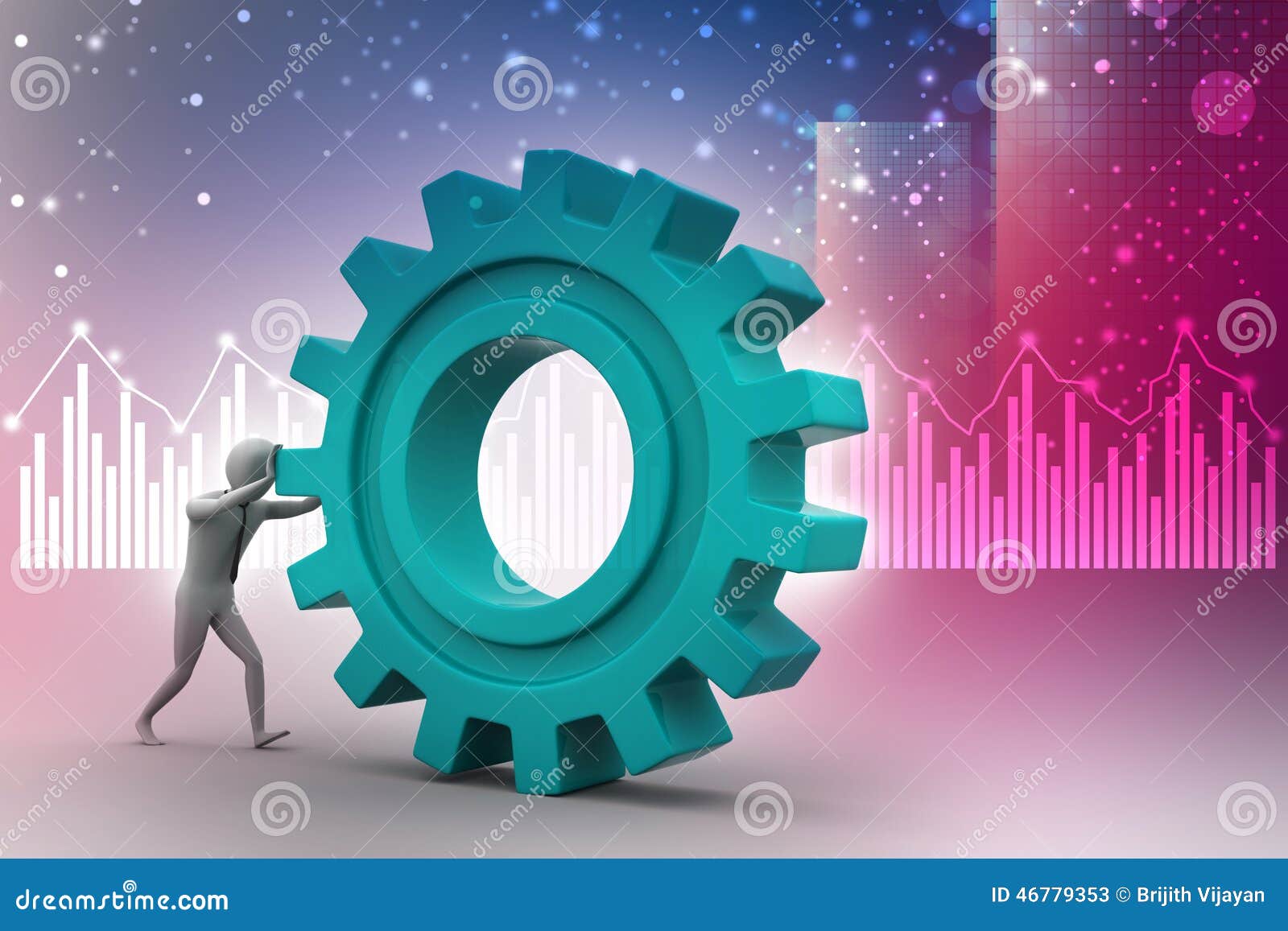 3d Man Pushing The Gear Royalty-Free Stock Photography | CartoonDealer ...