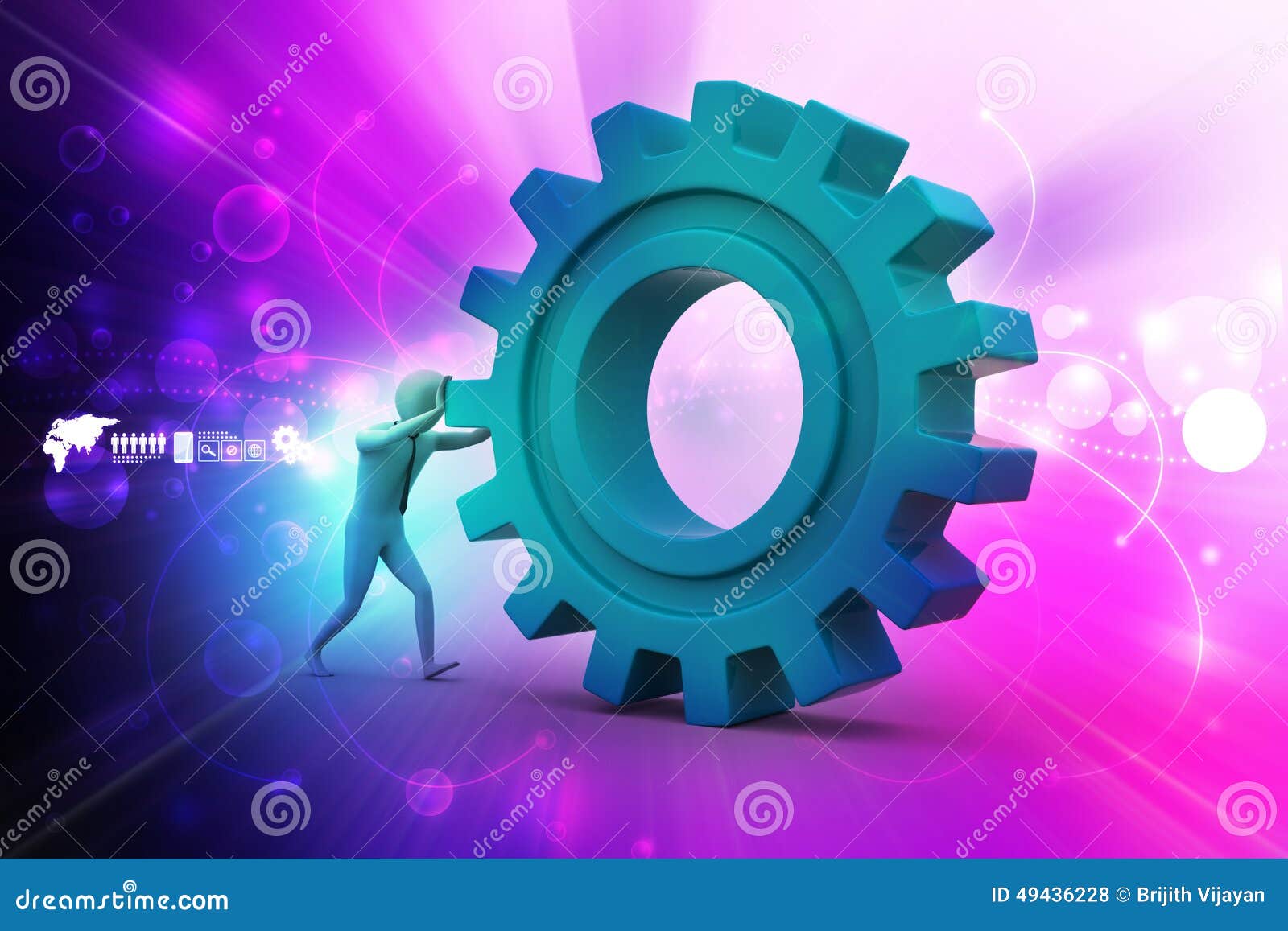 3d Man Pushing The Gear Stock Photography | CartoonDealer.com #49436228