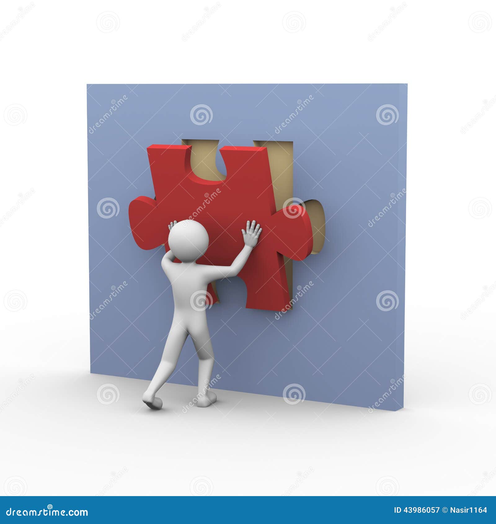 3d man and puzzle solution stock illustration. Illustration of attach ...