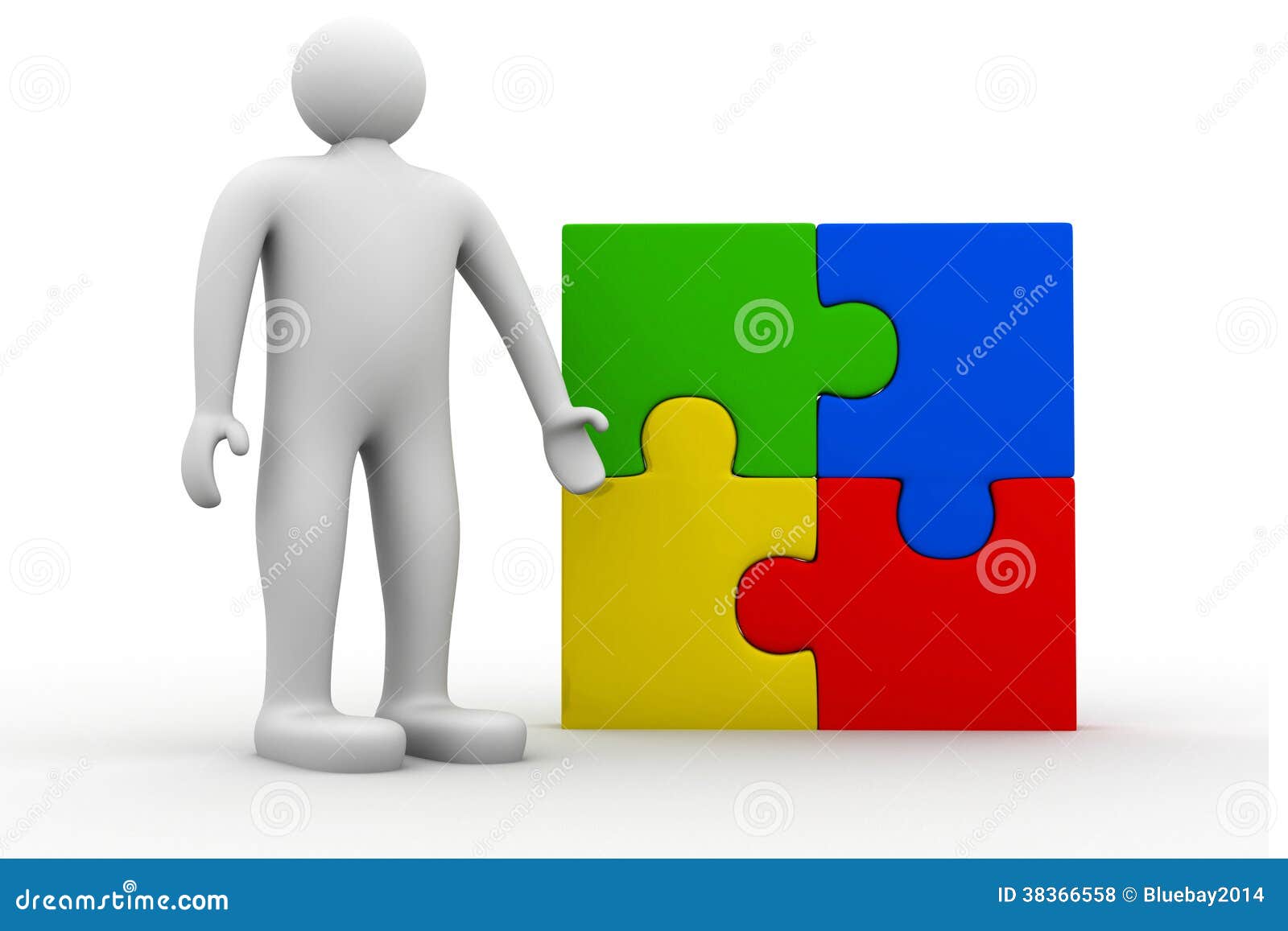 3d man with puzzles stock illustration. Illustration of purpose - 38366558