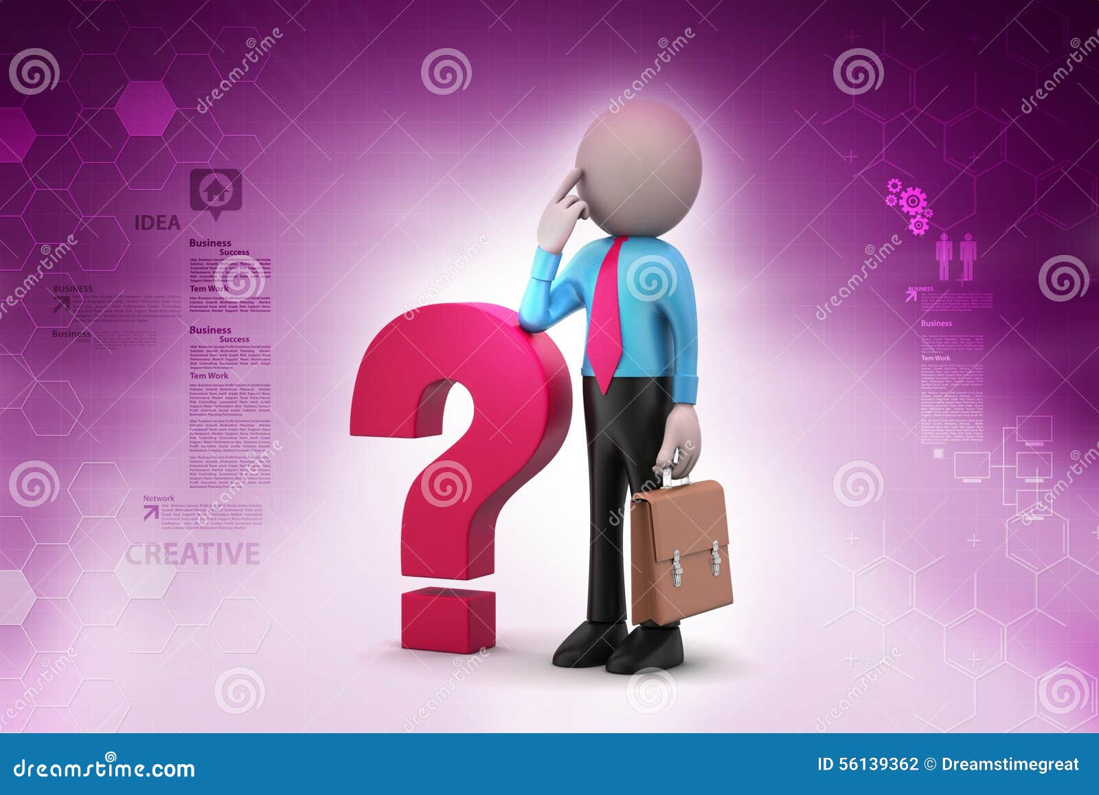 3d man with question mark stock illustration. Illustration of ...