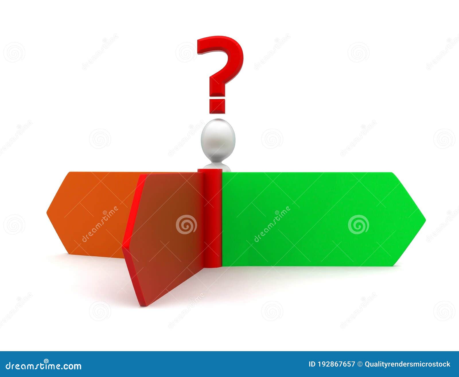 3d Man with Question Mark Over His Head and Looking at a Tri ...