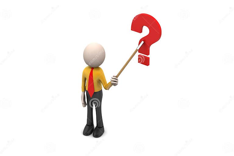 3d man with question mark stock illustration. Illustration of answer ...