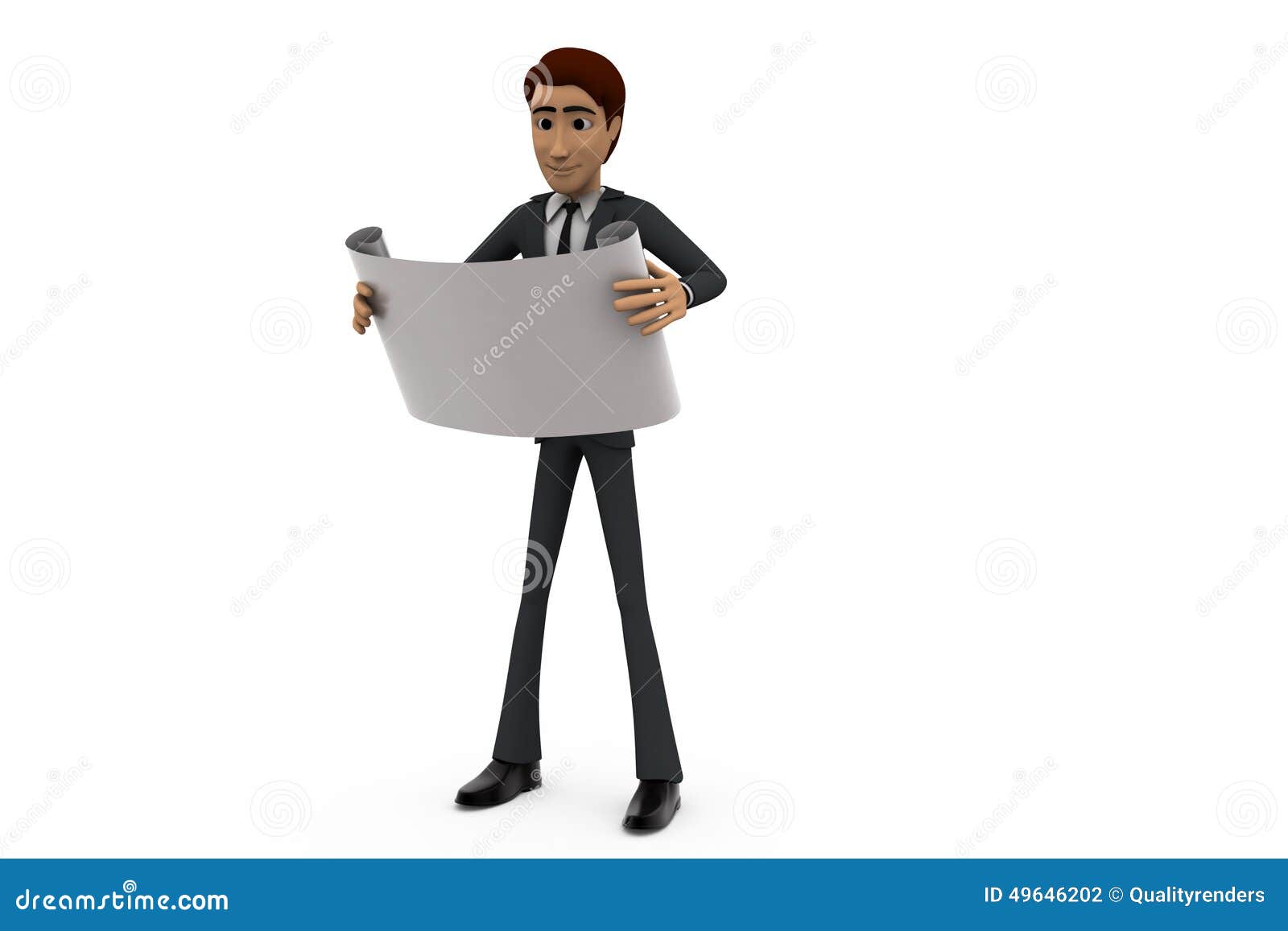 3d Man Read Scroll Concept Stock Illustration - Image: 49646202