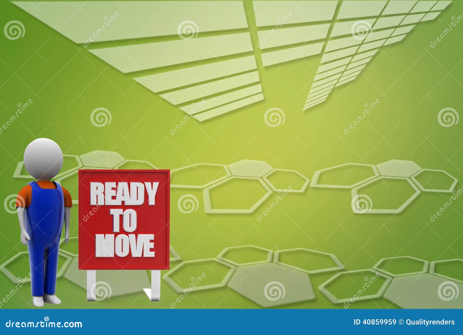 3d Man with Ready To Move Illustration Stock Illustration ...