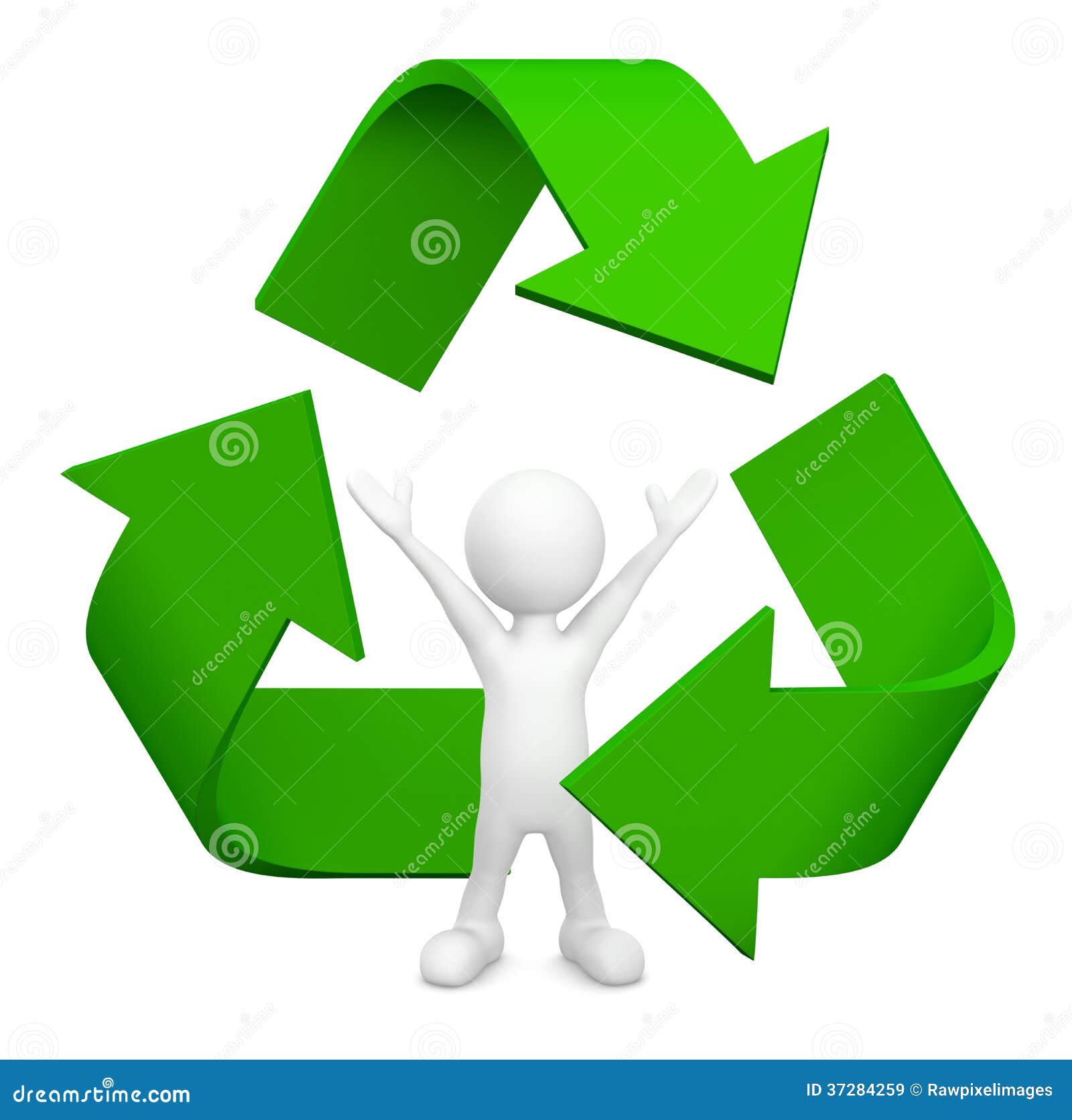 3D man with Recycle symbol stock illustration. Illustration of three ...