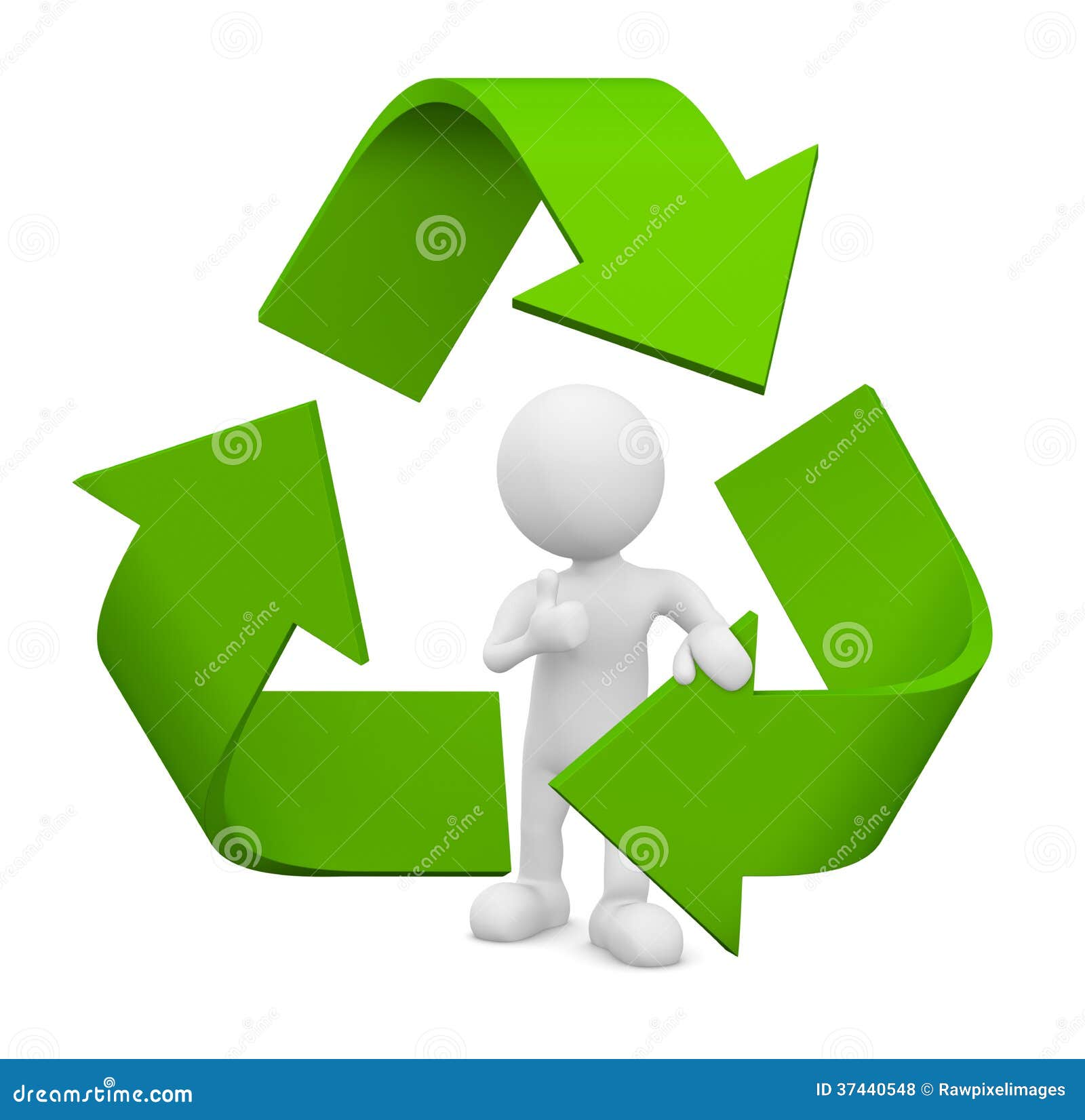 3D Man with Recycle Symbol stock illustration. Illustration of white ...