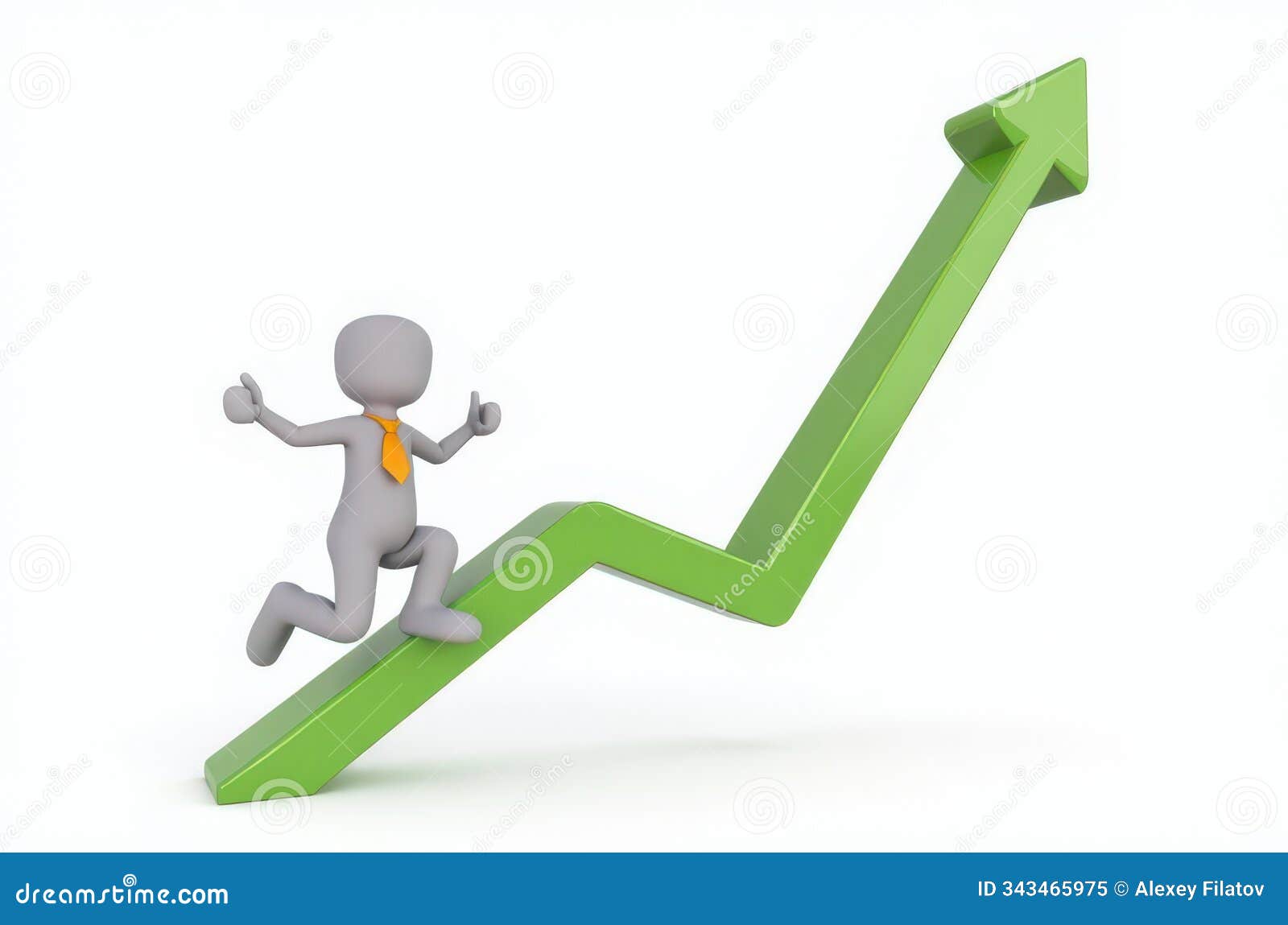 3d Man Red Arrow Success Chart on White Background. Stock Illustration ...