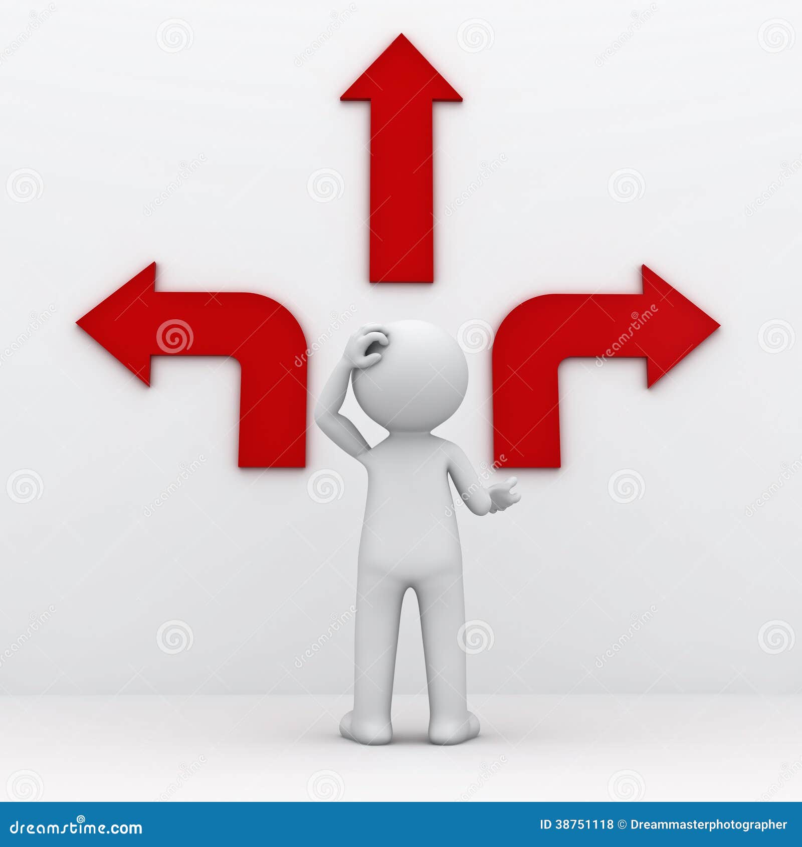 3d Man with Red Arrows Three Different Ways Stock Illustration ... 3d Man with Red Arrows Three Different Ways Stock Illustration ...