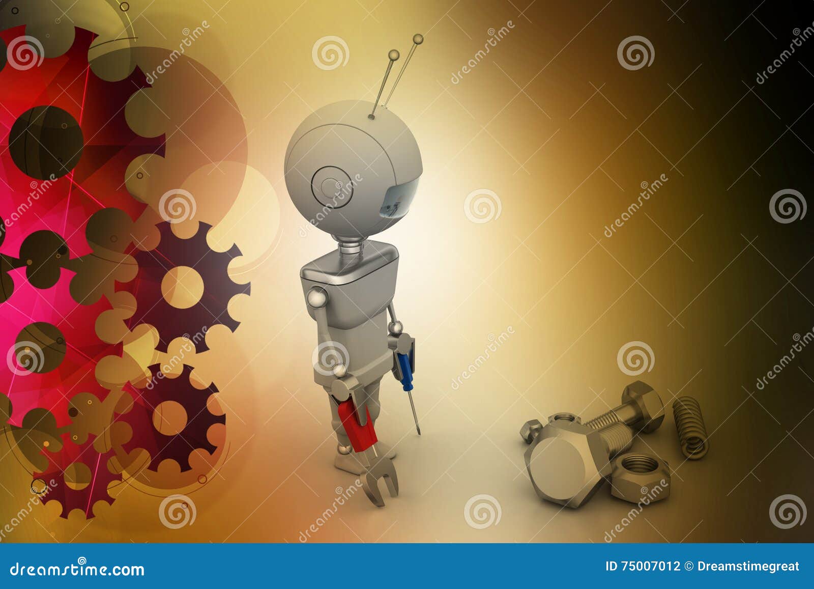 3d Man with Repairing Concept Stock Illustration - Illustration of ...