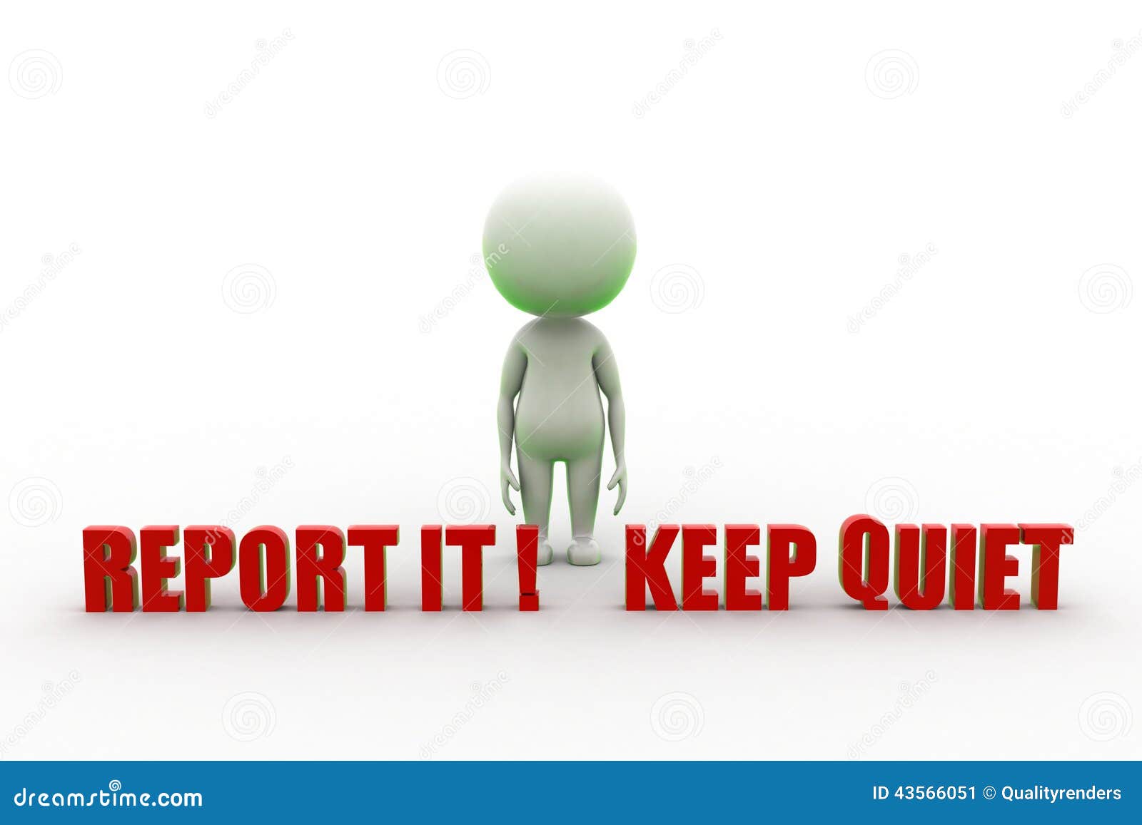 3d Man Report It Or Keep Quiet Choices Stock Illustration ...
