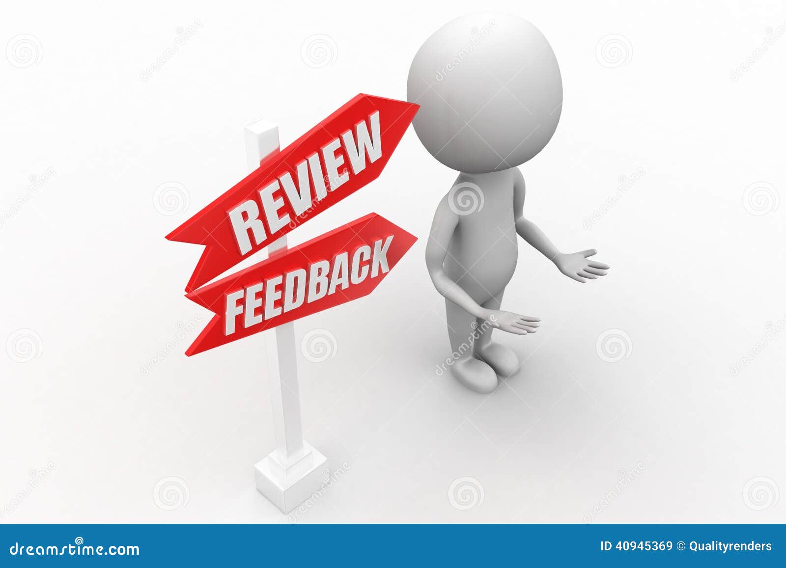 3d Man with Review Back Concept Stock Illustration - Illustration of ...