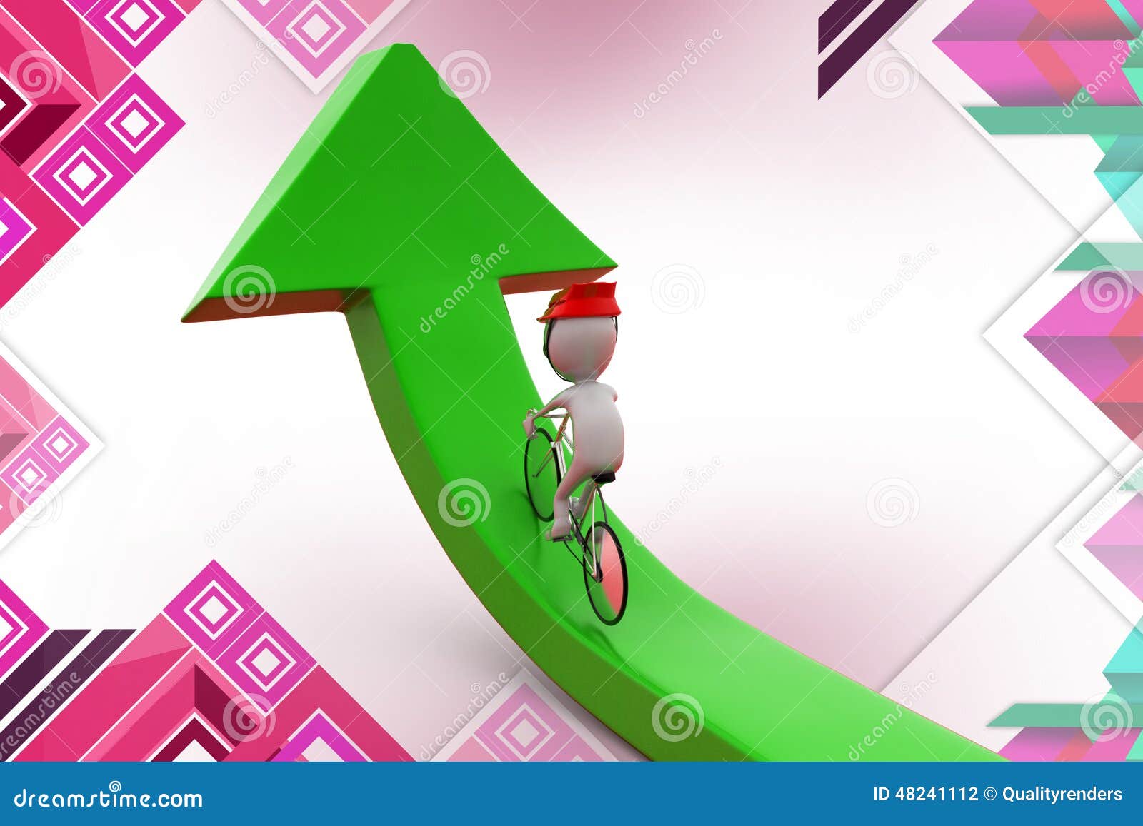 3d Man Riding Cycle on Arrow Illustration Stock Illustration ...