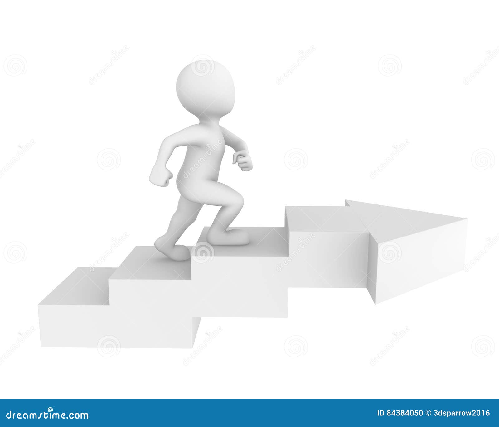 3d man rises up a ladder. stock illustration. Illustration of rises ...