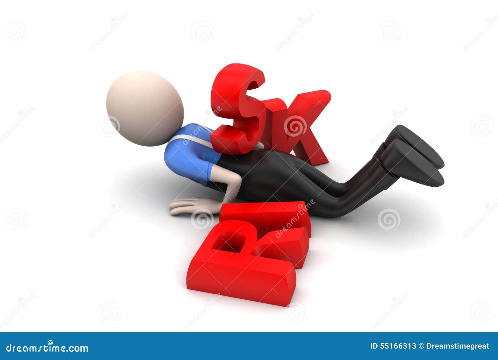 3d man with risk stock illustration. Illustration of economy - 55166313