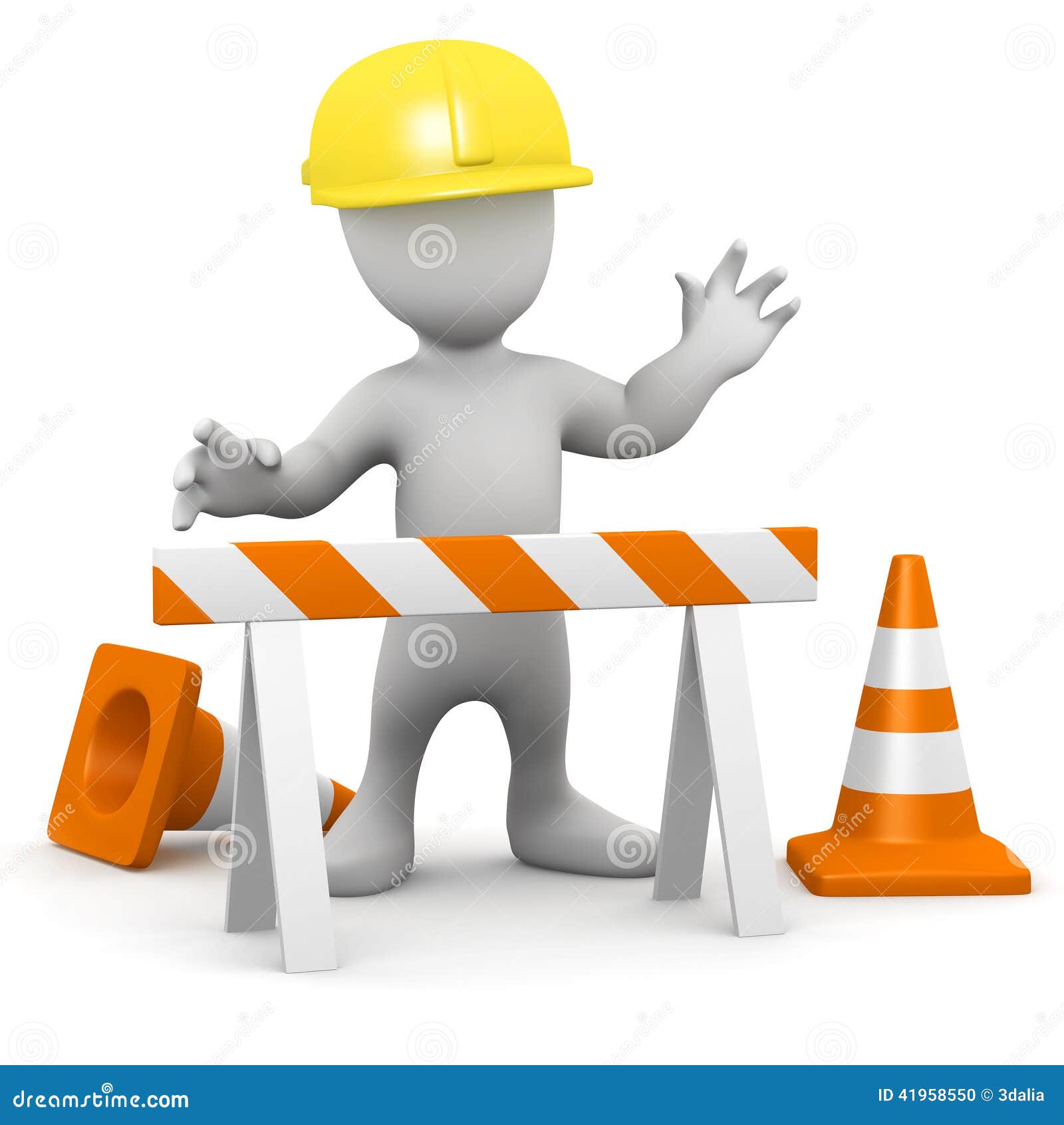 3d Man at road works stock illustration. Illustration of little - 41958550