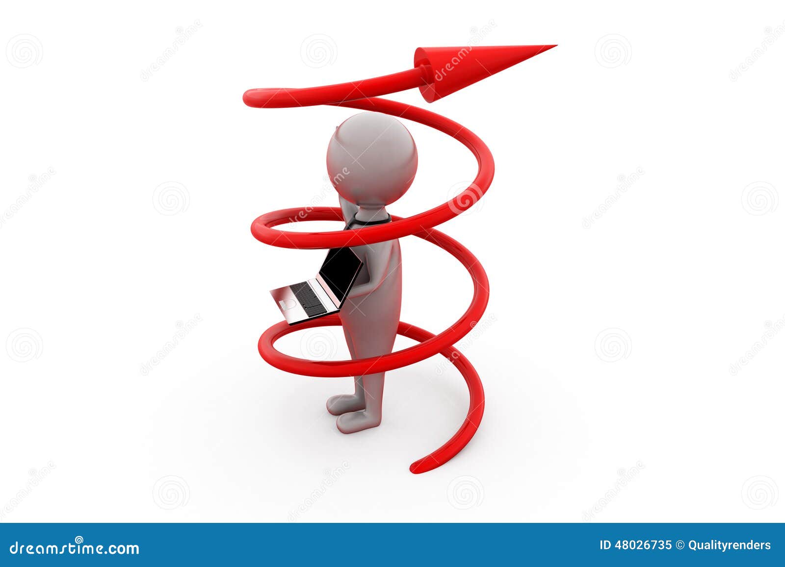 3d Man Round Arrow Up Concept Stock Illustration - Illustration of ...