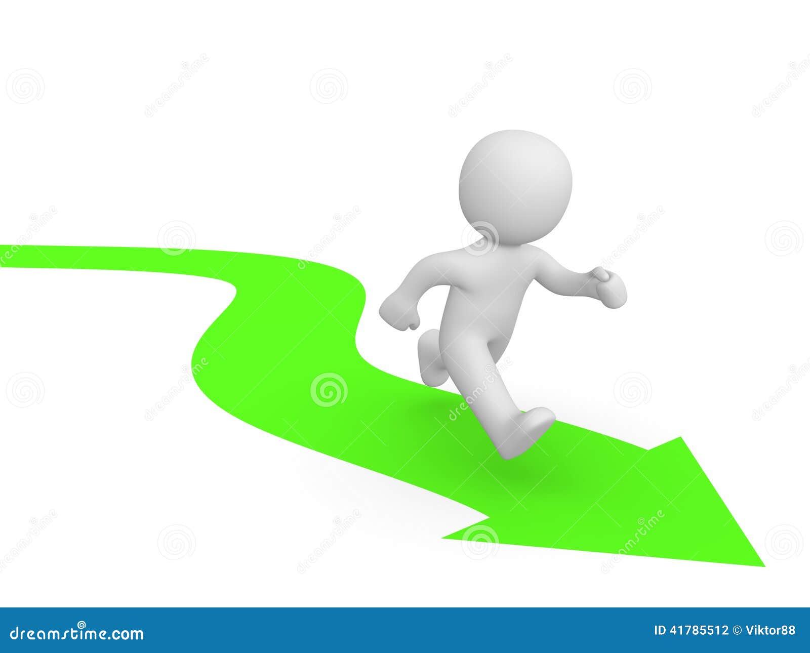 3d Man Running Along the Green Arrow Stock Illustration - Illustration ...